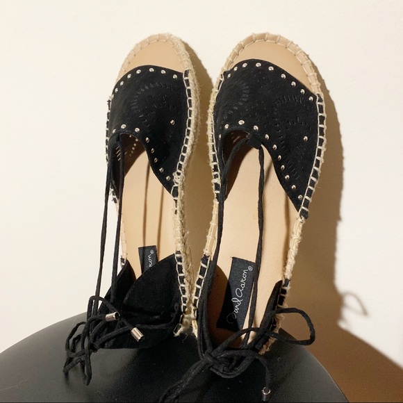 David Aaron | Shoes | David Aaron Black Eyelet Espadrilles Sandals ...